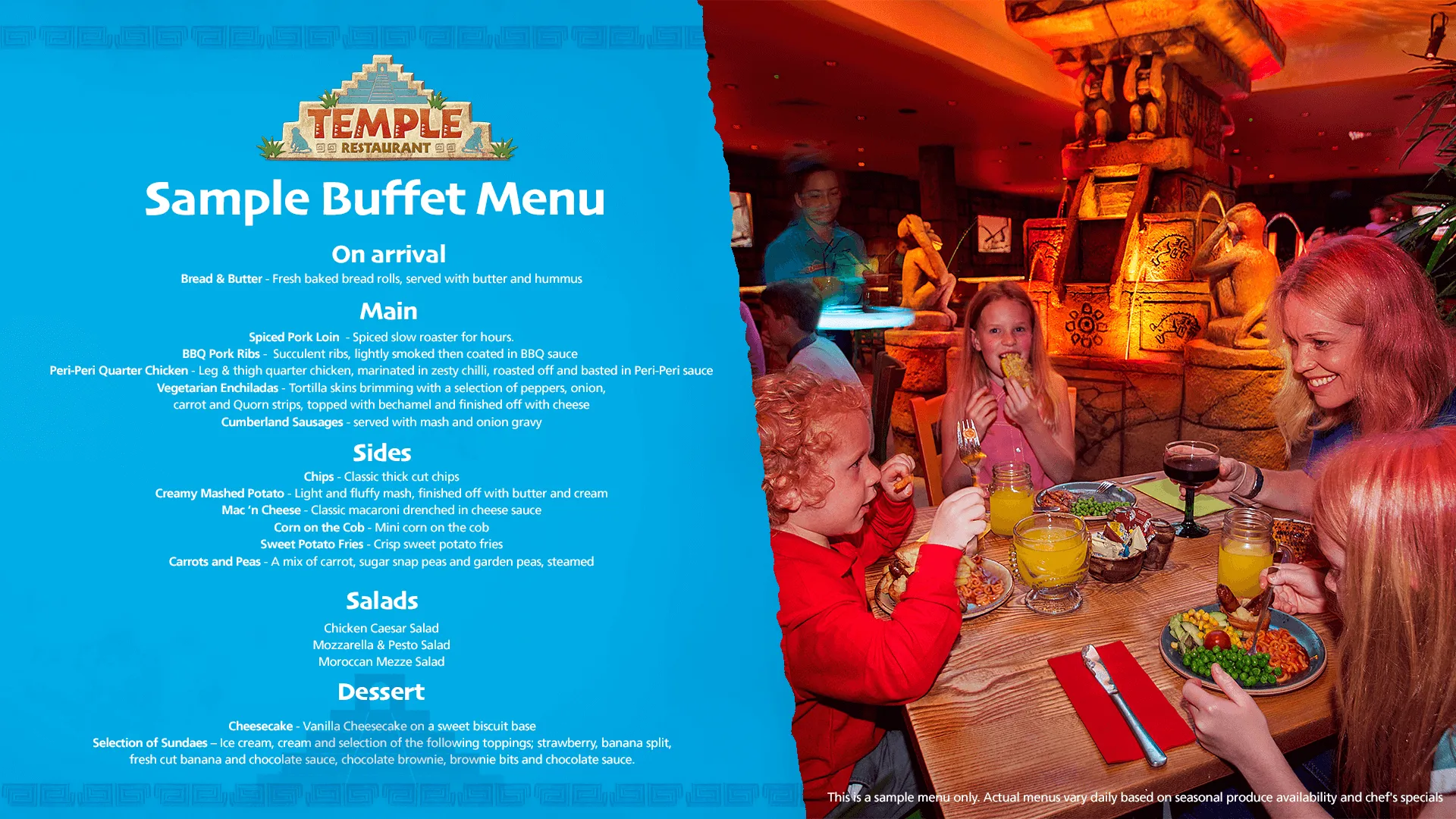 Temple Restaurant & Bar, in the Chessington Azteca Resort Hotel